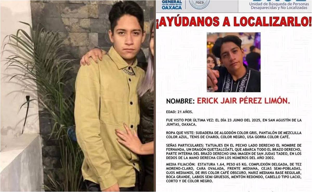 Familia en Oaxaca exige acciones inmediatas para localizar al joven Erick Pérez Limón; lleva 24 ...